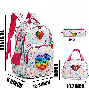 ZBAOGTW School Backpacks for Girls,Girls Backpacks with Lunch Box and Pencil Bag,Pink Kids Backpack for School,Travel,Picnic