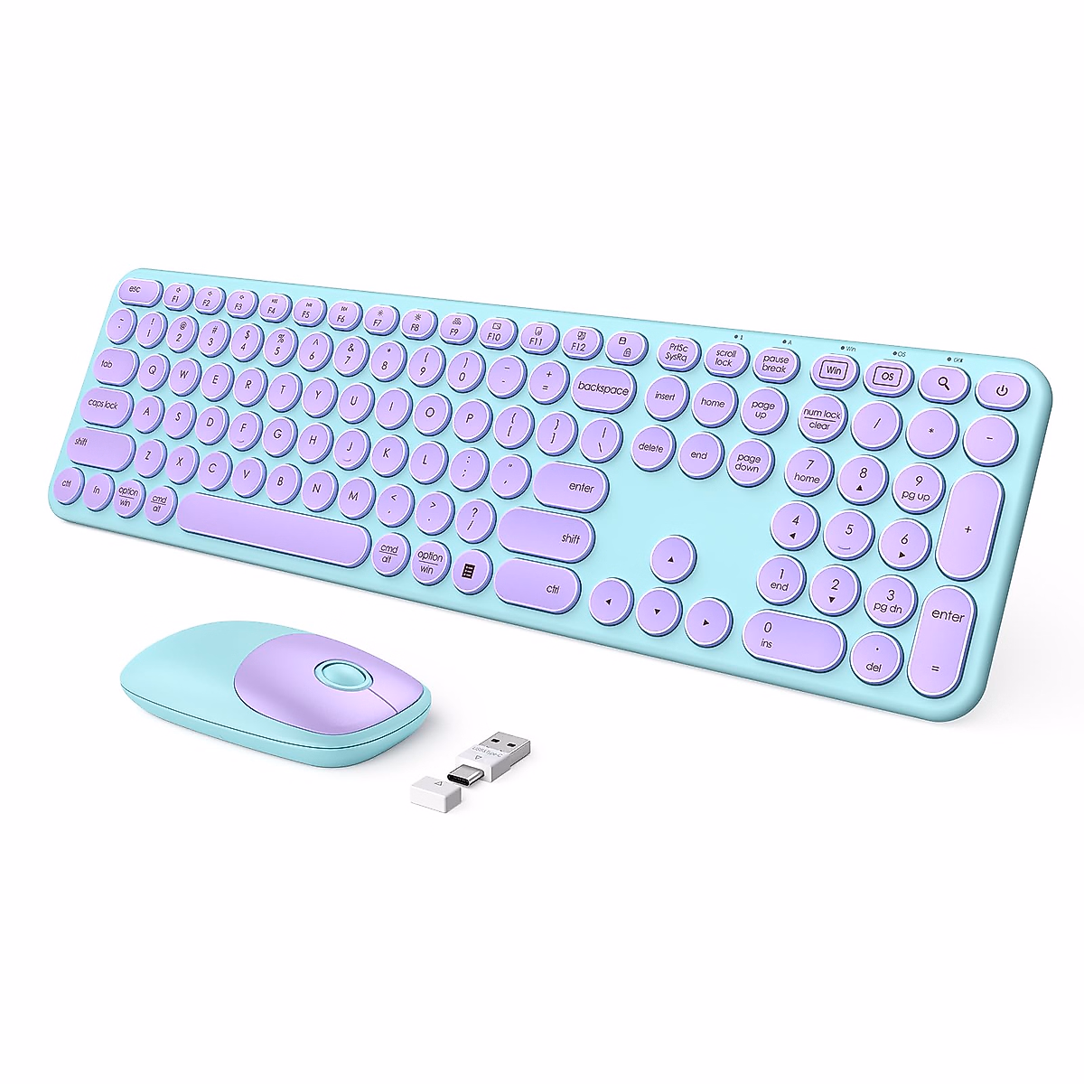 Cute Purple Wireless Keyboard & Mouse for Mac & Windows