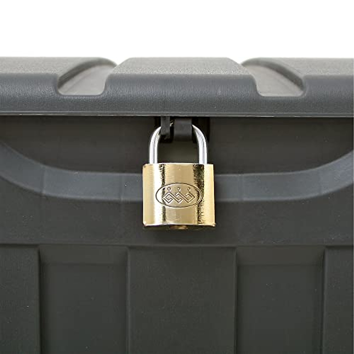 Ram Quality Products Plastic 90 Gallon Outdoor Lockable Backyard Storage Bin Deck Box for Cushions, Toys, Pool Accessories, and Towels, Gray