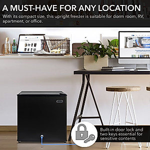 Whynter Upright Lock, Cu. Ft. Small Mini Freezer for Bedrooms, Dorms, Garages, Offices CUF-110B, Black Energy Star, 1.1 Cubic Feet