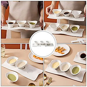 UPKOCH Sauce Plate 1 Set Ceramic Chip and Dip Serving Set Platter Tray with Dip Bowls for Appetizers Snacks Fruits Small Bites and Condiments White Sauce Bowl