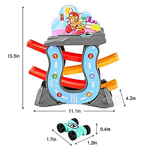 KINGBOT Toddler Toys for Boys Age 2 – Toy Car Ramp Race Tracks with 6 Mini Cars, Ramp Racer Toy Car Gifts for 3 4 5 Years Old Kids