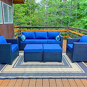 FLYMEI Outdoor Cushion Cover Replacement, Patio Cushion Slip Covers 22 X 22 X 4 inch, Patio Chair Cushion Covers Only, Water Resistant Patio Cushion Cover Navy Blue