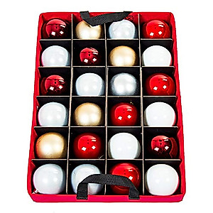 Santa's Bags [Christmas Ornament Storage Box with Dividers] - (Holds 48 Ornaments up to 3 Inches in Diameter) | Acid-Free Removable Trays with Separators | 2 Removable Trays