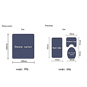 Jlong 4 Pcs Valentines Day Shower Curtain Set with Non-Slip Rugs, Toilet Lid Cover Bath Mat, Romantic Red Rose Shower Curtain with 12 Hooks, Waterproof Polyester Fabric Bathroom Decor Set