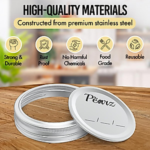 200 pcs (100 pcs Canning Lids + 100 pcs Rings) Regular Mouth Canning Lids and Rings | Bulk Canning Lids Regular Mouth Mason Jar Lids, Split-Type Lids Leak Proof Secure (100 pc - Regular 70mm, Silver)
