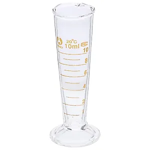 TEHAUX 10ml Lab Graduated Cylinder Glass, liquid Measuring Cup with Spout Wide Mouth, Conical Beaker Thickened Glass Measuring Cylinder for School Science Teaching