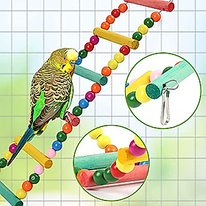PrimePets Bird Parakeet Toys, Bird Cage Swing Toys, 13 Pack, Colorful Hanging Bell Hammock Climbing Ladder Toys for Cockatiel, Conure, Finches, Mynah, Love Birds