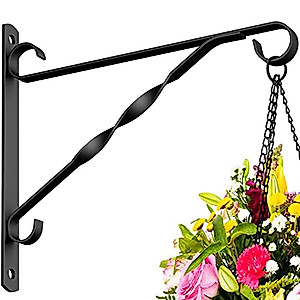 Amagabeli Hanging Plants Bracket 10'' Wall Planter Hooks Hangers Flower Pot Bird Feeder Wind Chime Lanterns Patio Lawn Garden for Shelf Shelves Fence Screw Mount against Door Arm Hardware