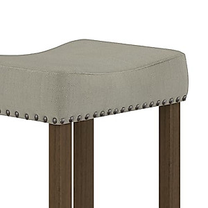 Nathan James Hylie Nailhead Wood Pub-Height Kitchen Counter Bar Stool 29", Gray/Dark Brown