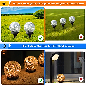 Solar Globe Lights Outdoor Waterproof-Solar Balls-Solar Garden Lights-Solar Orbs for Outside 2 Pack Cracked Glass Ball for Lawn Patio Yard Backyard Decorations