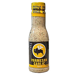 (Pack of 4) Buffalo Wild Wings Parmesan Roasted Garlic Sauces 12 fl oz (Free Miras Trademark 2-in-1 Measuring Spoon Included!)