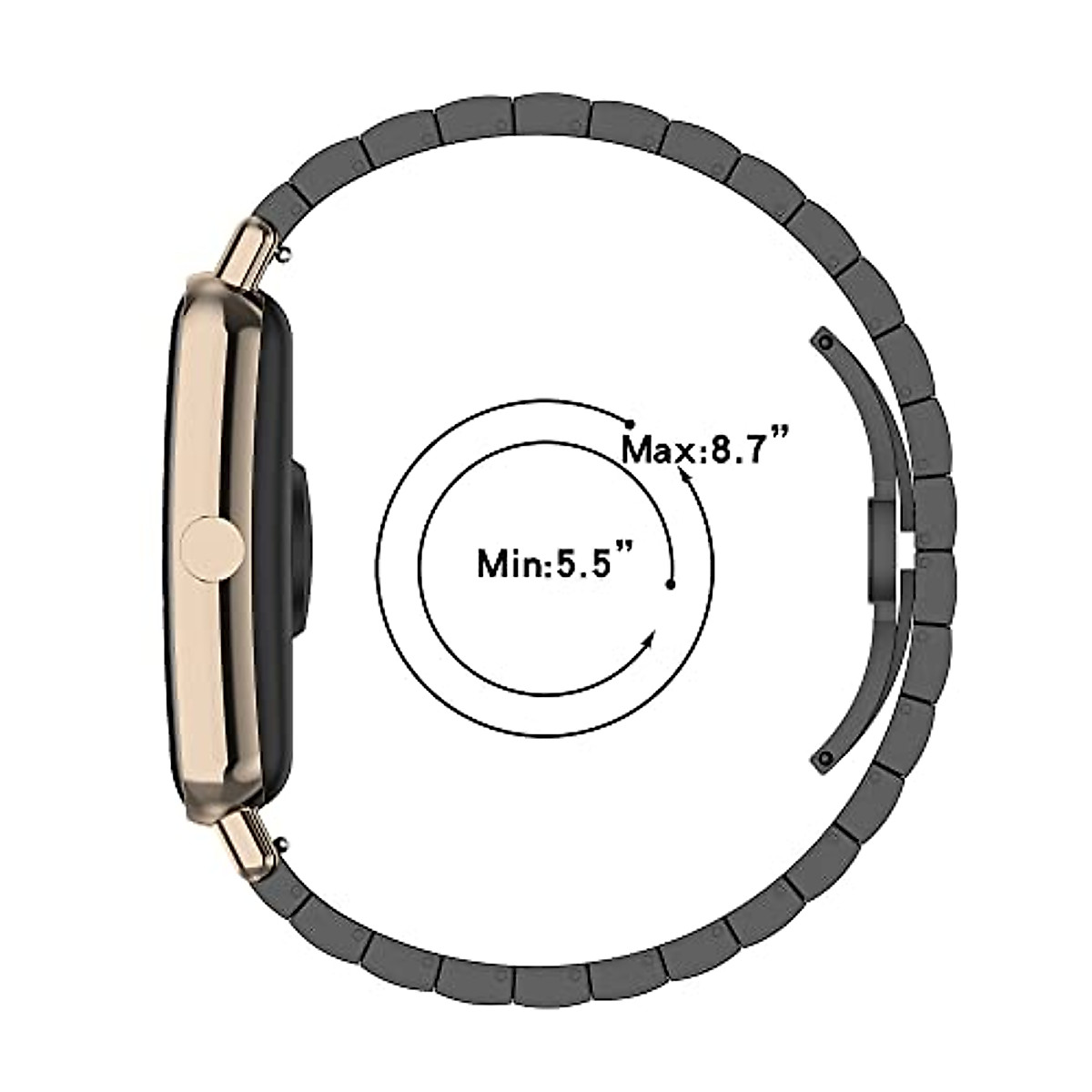 FitTurn Compatible with Amazfit Bip 5 Watch Band 22mm, Stainless Steel Metal Bands Straps Wristbands with Adjustment tool for Amazfit Bip 5 GPS Smart Watch Men Women (Gold)