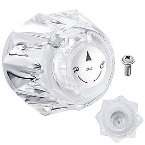 ZephyrJazz Faucet Handle Compatible with Delta Faucet RP2391, Single Clear Knob Handle Kit with Offset Hole for Shower/Tub, 2-1/2" x 2-1/8" Faucet Knob Replacement, Clear Acrylic Finish (1 Pack)