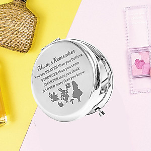KEYCHIN Princess Pocket Mirror Fairy Tales Gift Always Remember You are Braver Stronger Smarter Than You Think Compact Makeup Mirror for Women Girls Teenagers (A Princess-S)