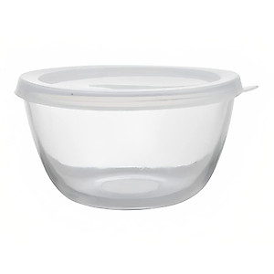 ACHED 5-inch Clear Glass Bowls with Plastic Lid, Perfect for preparing ingredients, serving desserts, dips, soups, salads, cereal, candy dishes, and nut bowls - Set of 6