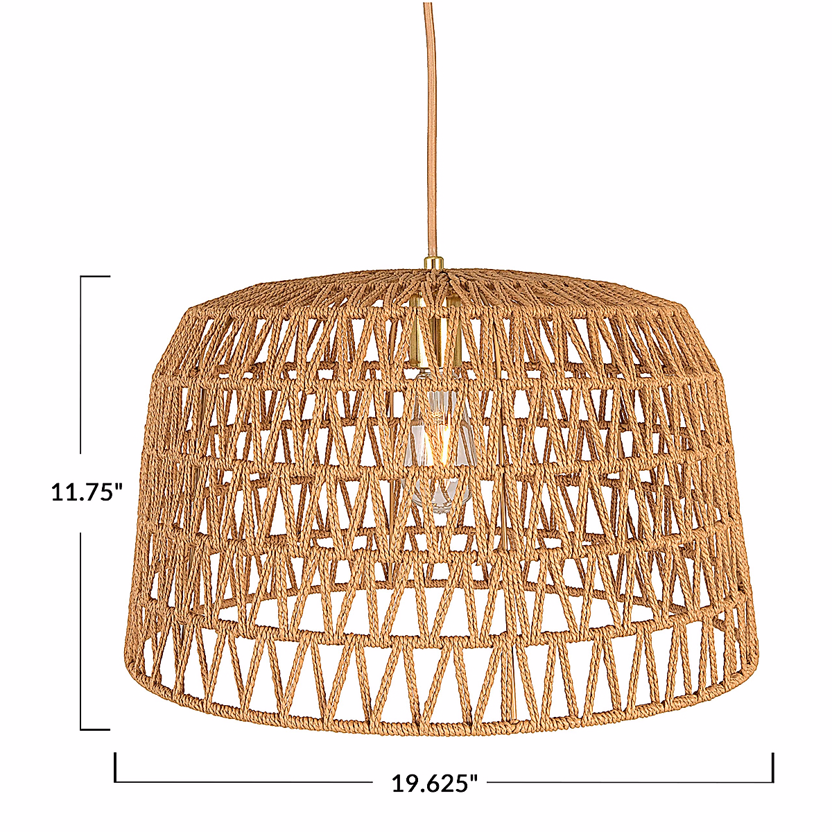 Creative Co-Op Open Weave Metal and Paper Rope Ceiling Light, Natural and Brushed Gold