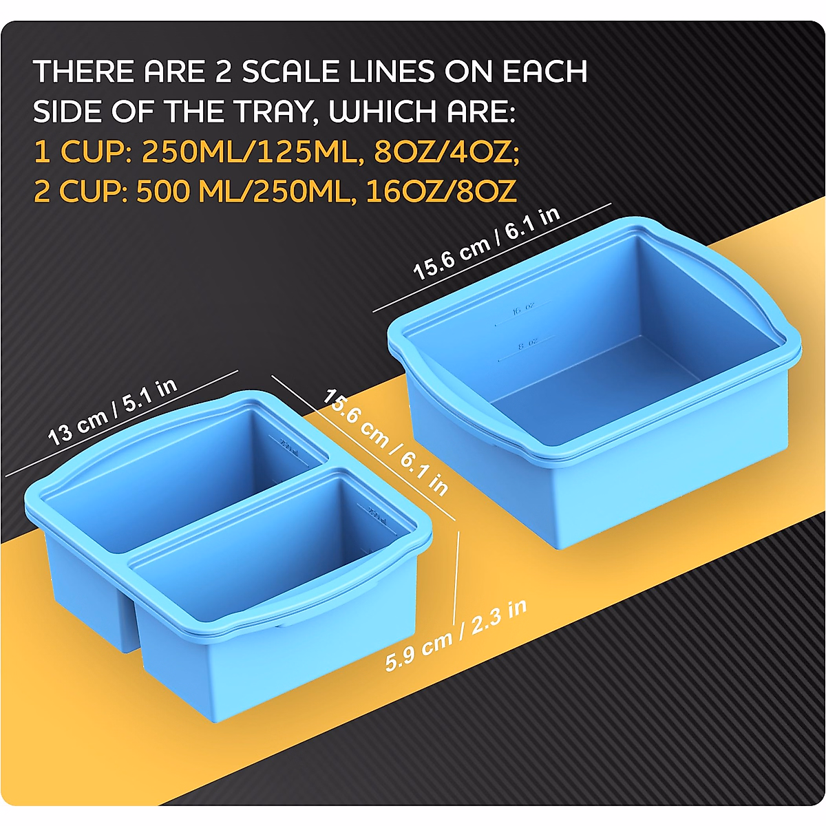 ZIP STANDING Silicone Freezer Trays with Lids, Set of 4 - with 1cup and 2 cup Silicone Freezer Molds for freezing soups, sauces and individual microwave safe