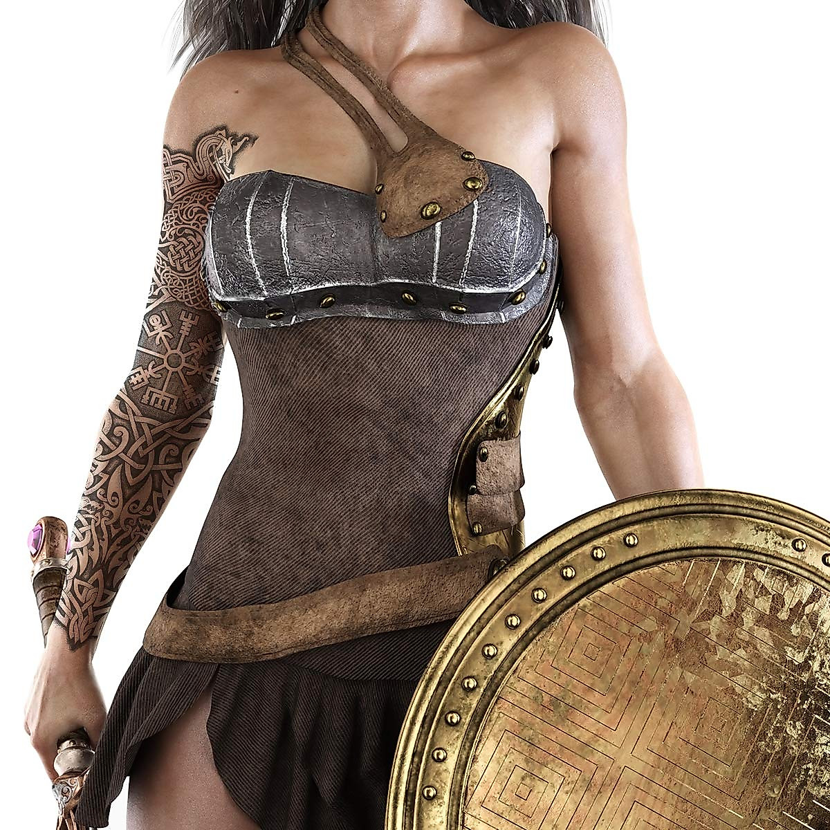 Tatodays temporary tattoo full arm stick on body art viking icelandic medieval celtic transfer for women and men cosplay halloween adult aegishjalmur temp tattoo tree of life wolfs fancy dress