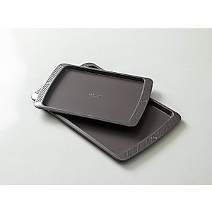 SAVEUR SELECTS Set of 2 Rimmed Baking Sheets, 11-Inch by 17-Inch and 9-Inch by 13-Inch, Non-stick, Warp-resistant Carbon Steel, Dishwasher Safe, Artisan Bakeware Series