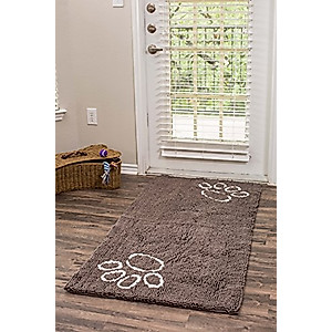 Internet's Best Chenille Dog Doormat - 60 x 30 - Absorbent Surface - Non-Skid Bottom - Protects Floors - Grey