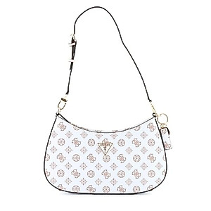GUESS Noelle Top Zip Shoulder Bag, White Logo
