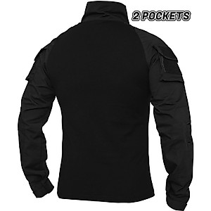XKTTAC G3 Combat Tactical Shirt for Men with 2-4 Pockets Airsoft-Military-Paintball-Camping Gear Multicam Army BDU TOP Security Clothes（Black/2 Pockets，M）