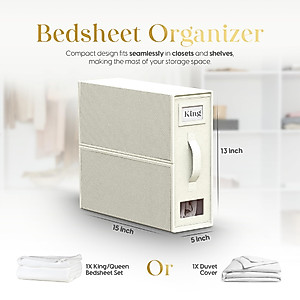Luxury Lineup Bed Sheet Organizer 4 Pack, Foldable Linen Closet Organizers and Storage, Sheet Organizer Queen & King Size, Bedding Storage Box for Bedsheets, Duvet Covers and Pillow