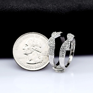 Uloveido Platinum Plated Solitaire Ring Enhancer Double Band Infinity Ring Enhancer Wedding Promise Cross Rings for Women (Size 9)