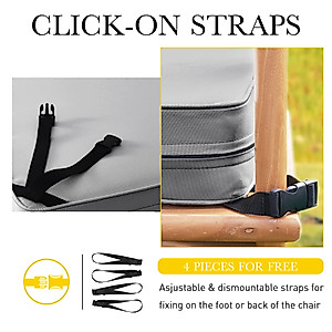 NICETOWN 2 Pack 22 x 20 x 4 inch Patio Chair Cushion Covers for Outdoor Furniture, Fade Safe Long Lasting Patio Furniture Cushion Covers Replacement for Indoor Outdoor with 4 Buckle Straps, Grey