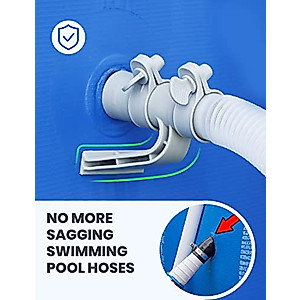 POOLHACKER Pool Pipe Holder, 2 Pieces 1/4 inch Water Hose Support Brackets with Clamp Mount for Above Ground Swimming Pools for intex