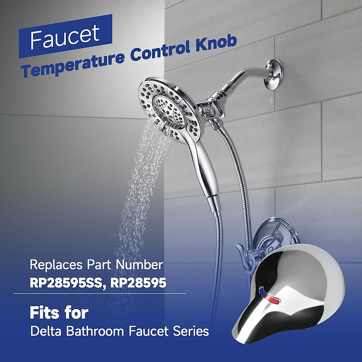 RP28595 Shower Handle Replacement Parts Temperature Control Knob for Delta Faucet Temperature Knob and Cover, Replacement Parts for Delta Shower