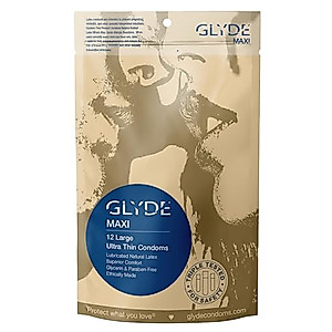 GLYDE Maxi - XL Fit Condoms - 12 Count - Ultra-Thin, Vegan, Non-Toxic, Large Size Natural Rubber Latex, 56mm for Generous Fit