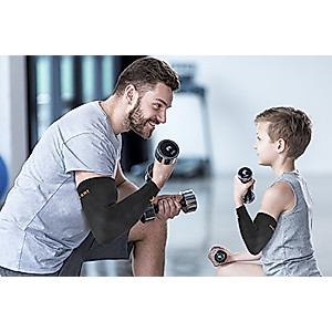 THX4COPPER Elbow Compression Sleeve(2 Pieces) - 1Copper Infused Support –Guaranteed Recovery Copper Elbow Brace-Idea for Workouts, Sports, Golfers, Tennis Elbow, Arthritis, Tendonitis-Large