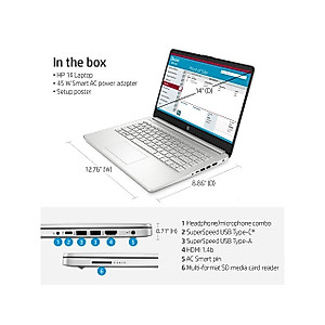 HP 2023 Newest 14 Laptop, 14" Display, Intel Core i5 1135G7 Processor, 16GB RAM, 1TB SSD, Intel Iris Xe Graphics, Bluetooth, Webcam, HDMI, Windows 11 Home, Natural Silver