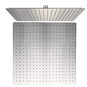 AWARA 16 Inch Rain shower head, Square Ultra Thin 304 Stainless Steel High Pressure shower head, Large Brushed Nickel Rainfall Shower Head, Full Body Coverage Modern Waterfall Shower Head