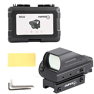 Red & Green Dot Sight, 4 Reticles Reflex Sight Fits Picatinny Rail, Brightness Adjustable (Red Dot-Black)