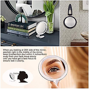 5Inch,20X Magnifying Mirror, Two Sided Mirror, 20X/1X Magnification, Folding Makeup Mirror with Handheld/Stand,Use for Makeup Application, Tweezing, and Blackhead/Blemish Removal. (Blue)