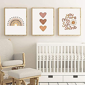 PUYIQARE You Are My Sunshine Canvas Wall Art Nursery Art Print Heart Nursery Wall Art Boho Wall Art Prints for Girls Room Decor Boho Sunshine Nursery Decorfor Baby Kids Room Decor Unframed