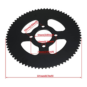 YOXUFA 72 Tooth 35 Chain Sprocket 51mm Bore for Mini Bike Go Kart with Predator 79cc 212cc 420cc Engine ATV Go Cart Powersports Parts