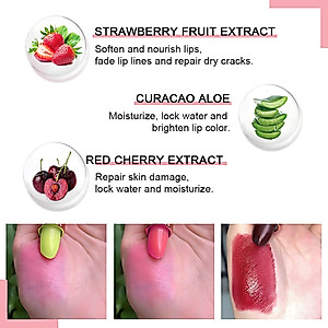 BINGBRUSH Color Changing Lipstick Queen,PH Mood Long Lasting Lip Gloss Korean Lip Balm Tinted Magic Makeup Moisturize Lipstick Set (3Pcs Aloe+Strawberry+Cherry, 3 Count (Pack of 1))