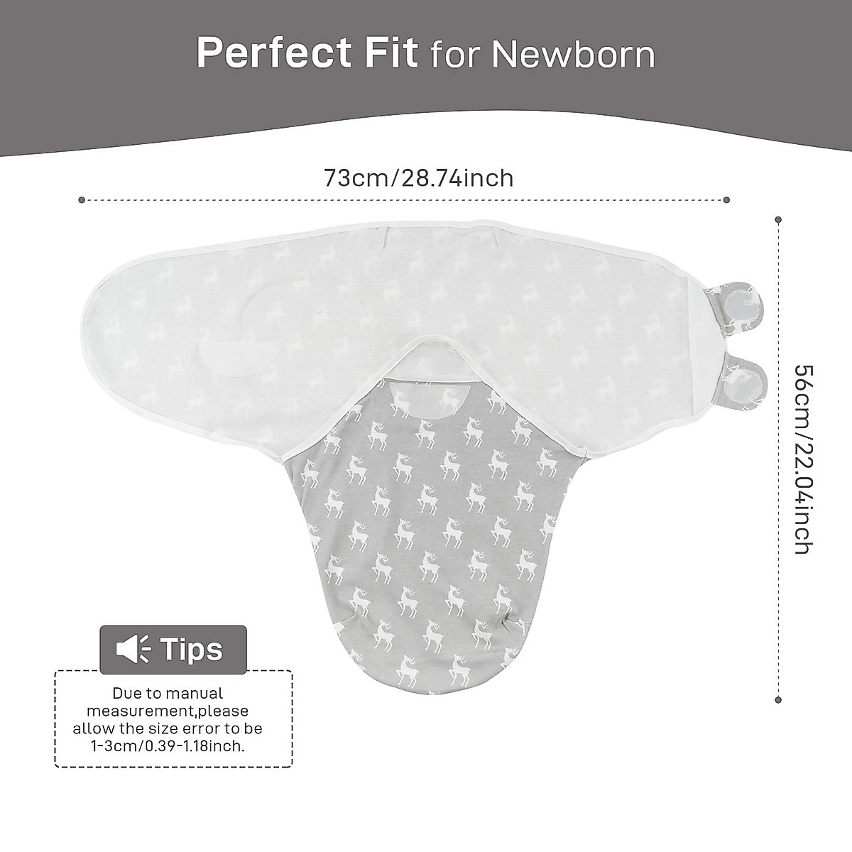 ZIGJOY Swaddle Blanket Cotton Knit Baby Wrap 3-6 Months, 0.5 Tog Newborn Wearable Swaddle Sleep Sacks，Adjustable 2 Pack Infant Sleep Sack for Baby Boy Girl（Star and Fawn）