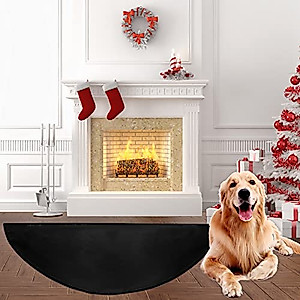 Fireproof Fireplace Mat,47×24Inch Half Round Fireplace Mat Fire Resistant Mat 3-Layer Fiberglass Fireproof Mat Fireplace Rug Hearth Pad with Flame-Retardant Fiberglass for Wood Stove