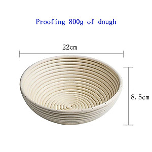 CANDeal Round 8 inch 22cm Banneton Proofing Basket Bread Proofing Rattan Bowl For 800g Dough with Free Liner