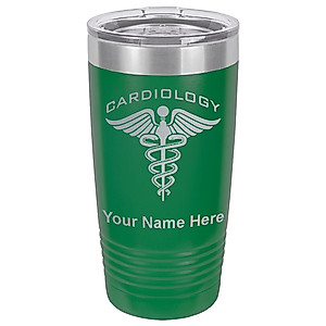 LaserGram 20oz Vacuum Insulated Tumbler Mug, Cardiology, Personalized Engraving Included (Green)