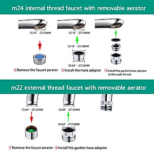 Ceaeso Faucet To Garden Hose Adapter With Aerator,Sink Faucet To Garden Hose Adapter For Bathroom/Kitchen,3/4" GHT Thread Chrome Finished…