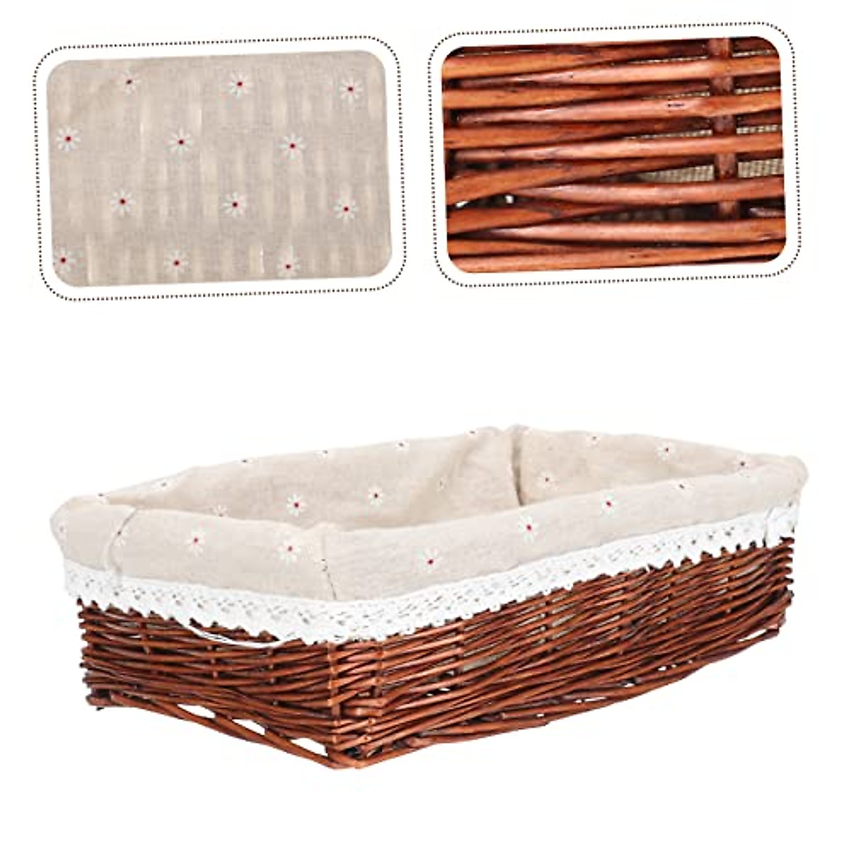 Zerodeko Storage Woven Basket Wicker Baskets Storage Baskets for Shelves Rectangular Wicker Basket Bathroom Baskets for Woven Rattan Storage Tray Garbage can Cotton Linen Toilet Paper