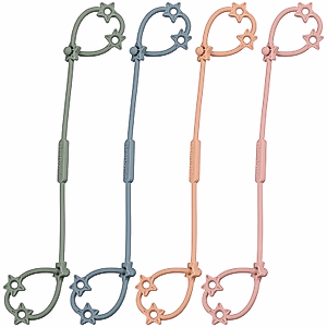 Toy Safety Straps, Adjustable Stretchable Sippy Cup Straps, Sippy Bottles or Pacifier to Stroller, Highchair, Car Seat, Hanging Basket (Sage,Ether,Blush,Muted)