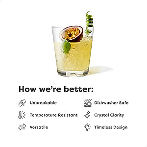 TOSSWARE RESERVE 12oz Stacking Double Old Fashioned, SET OF 24, Premium Quality, Tritan Dishwasher Safe & Heat Resistant Unbreakable Plastic Old Fashioned Glasses, Clear