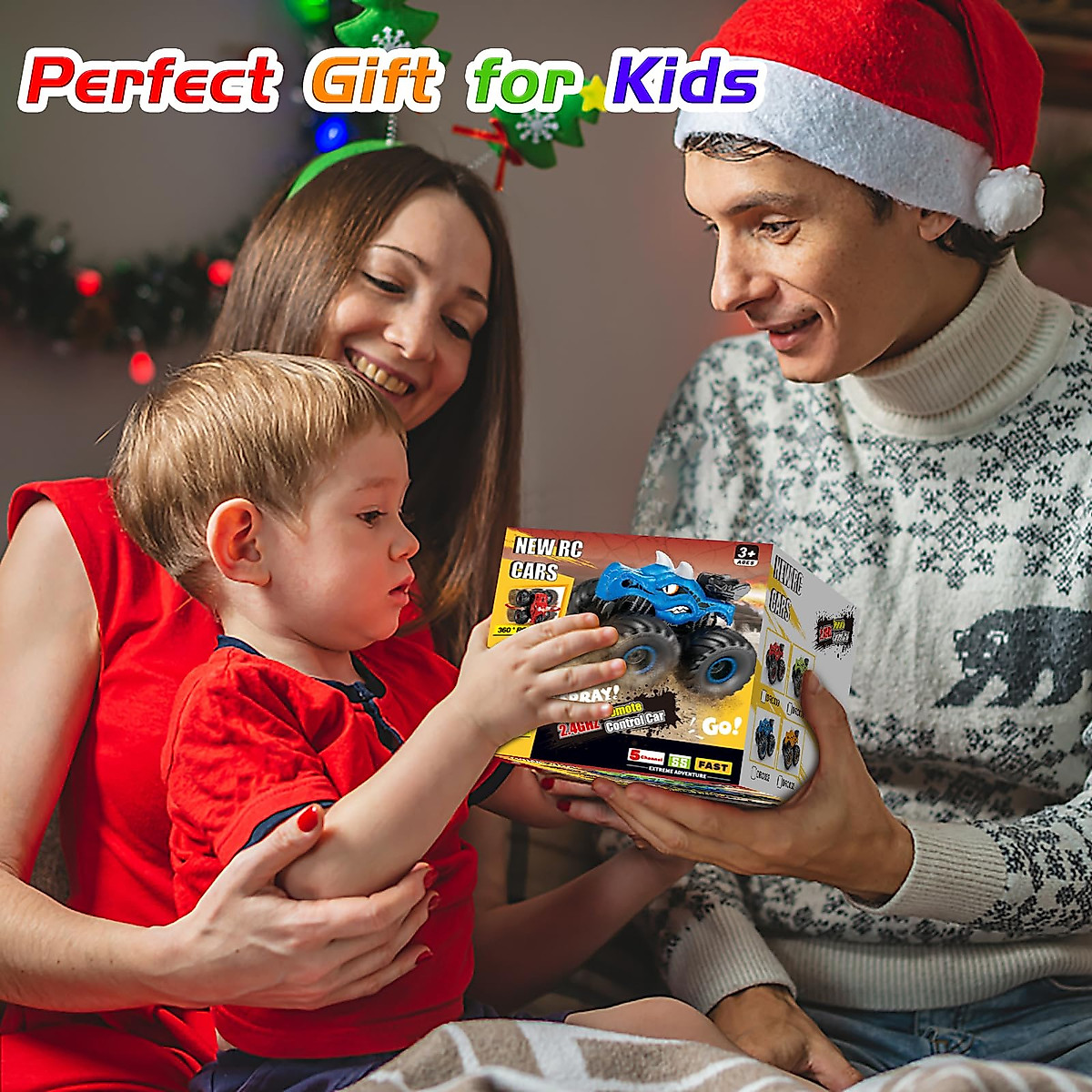Scientoy Remote Control Car, 360° Rotating RC cars for boys 4-7 with Spray, Light & Sound, 2.4 GHz All Terrain Monster trucks, Dinosaur Toys for Kids 3 4 5 6 7 8 with 2 Batteries, Gifts for Boys Girls